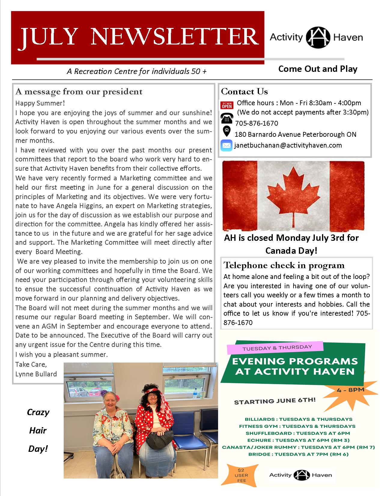 July-2023-1 – Activity Haven Recreation Centre