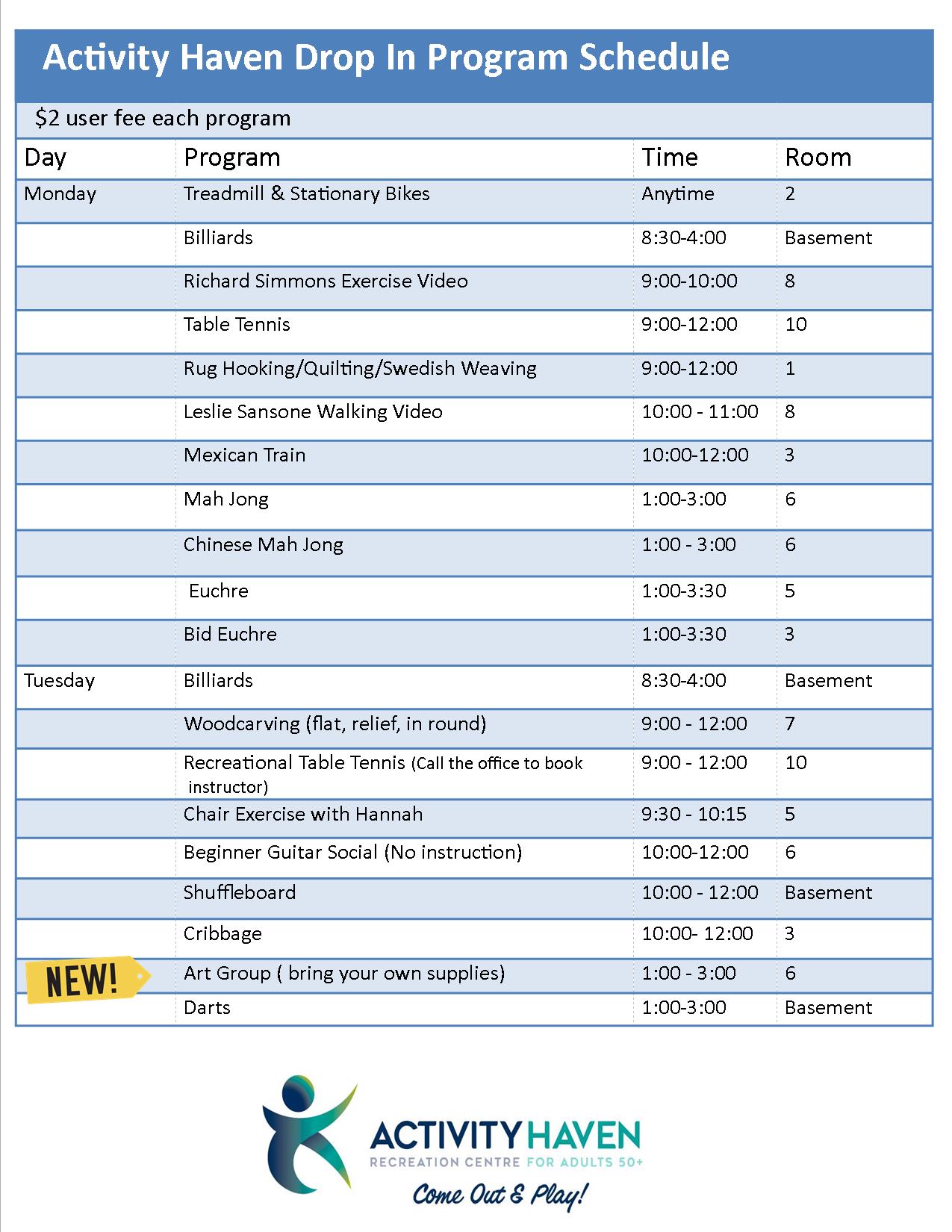 Drop in programs for seniors